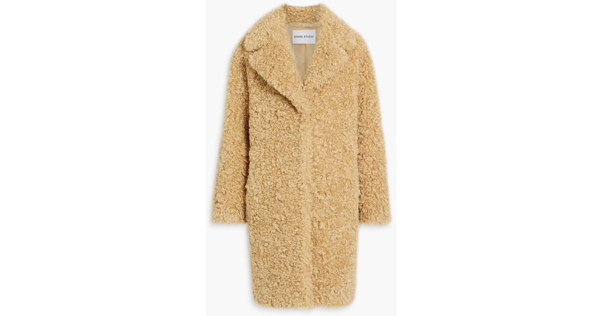 Stand Studio Camille Faux Shearling Coat in Natural | Lyst