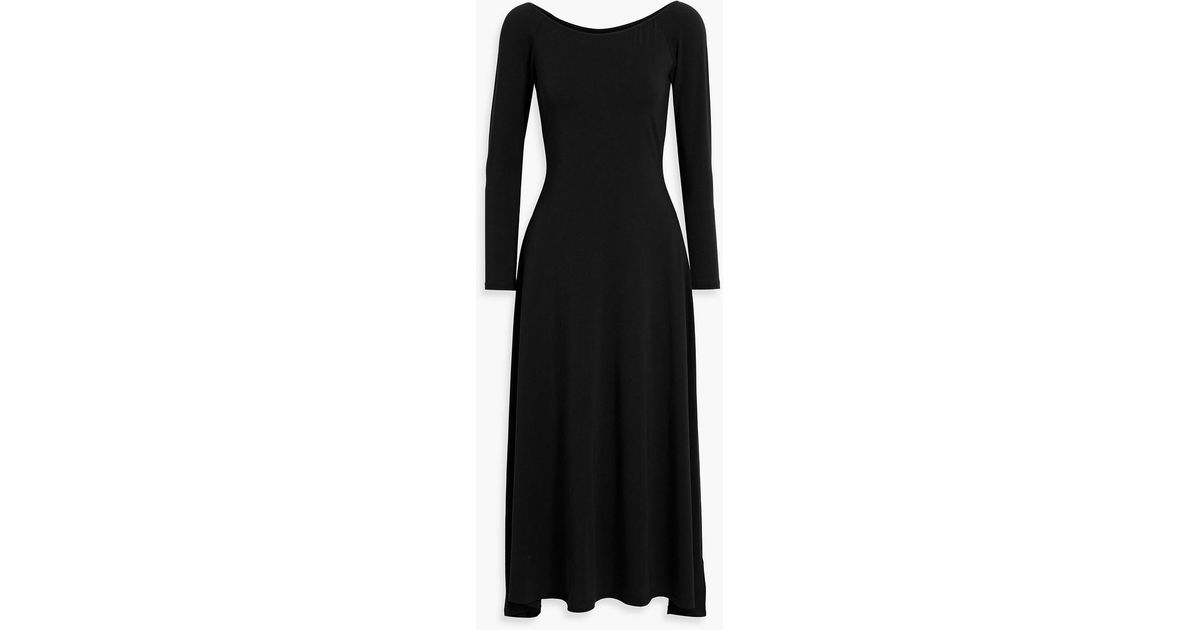 Another Tomorrow Jersey Midi Dress in Black | Lyst