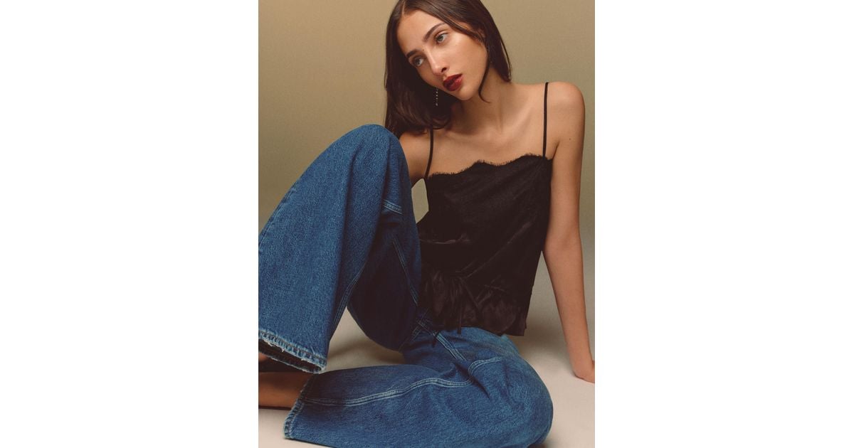 Reformation Silvia Silk Top Jacquard in Blue | Lyst UK