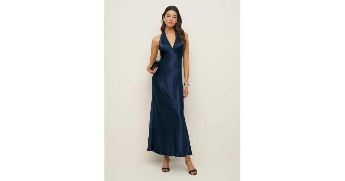 Reformation Daniela Silk Dress 0 in Blue | Lyst