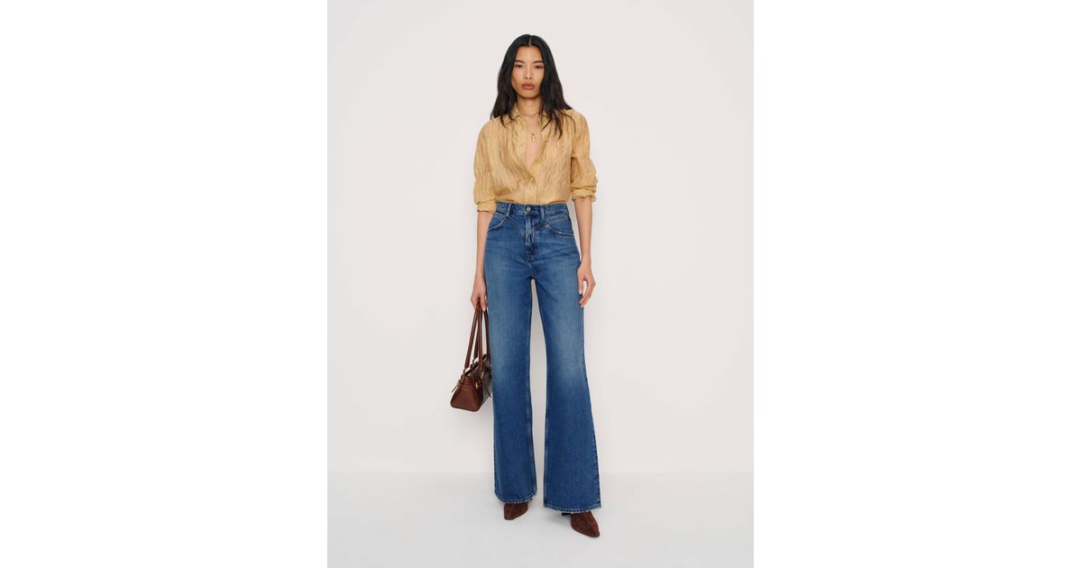 Reformation Cary High Rise Slouchy Wide Leg Jeans Denim in Blue | Lyst