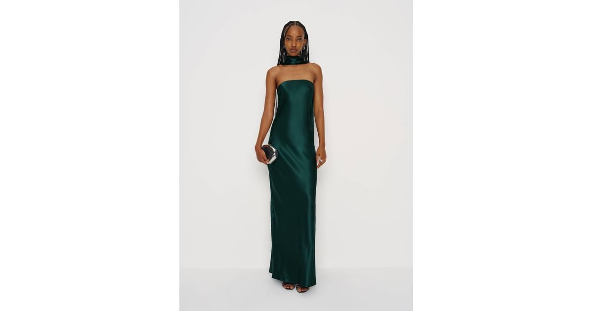 Reformation Oren Silk Dress in Green | Lyst UK