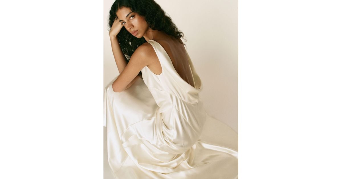 Reformation Isabelle Silk Dress in Natural | Lyst UK