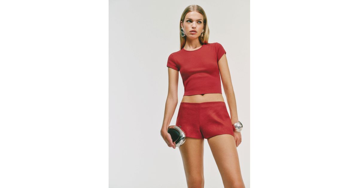 Reformation June Low Rise Linen Short in White | Lyst