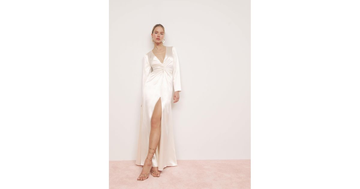 Reformation Delphi Silk Dress in White | Lyst