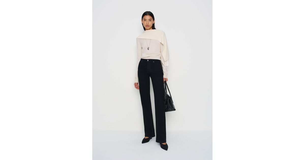 Reformation Elton Mid Rise Super Stretch Straight Jeans in White | Lyst UK