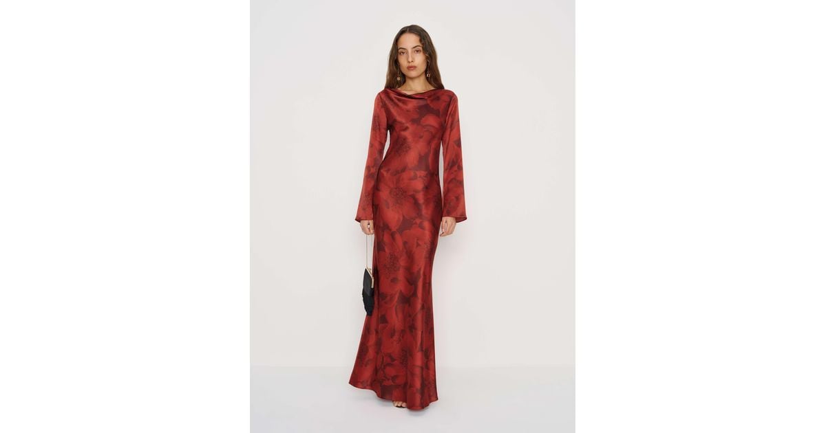 Reformation Pike Silk Maxi Dress in Red | Lyst UK