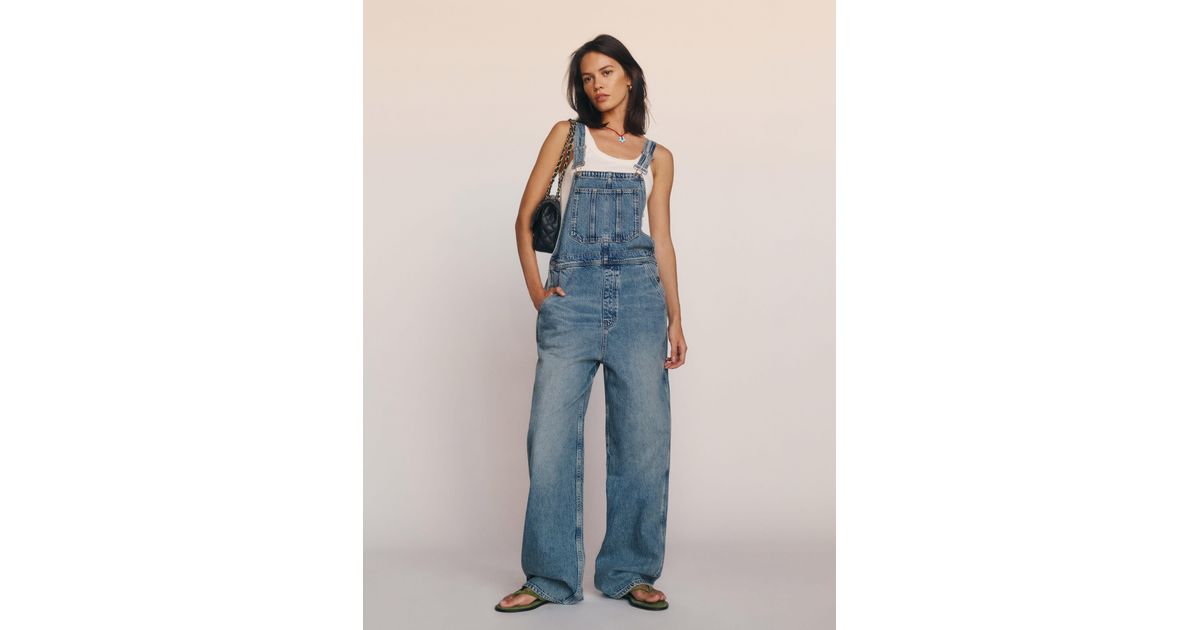 Reformation River Relaxed Denim Overalls in Blue | Lyst