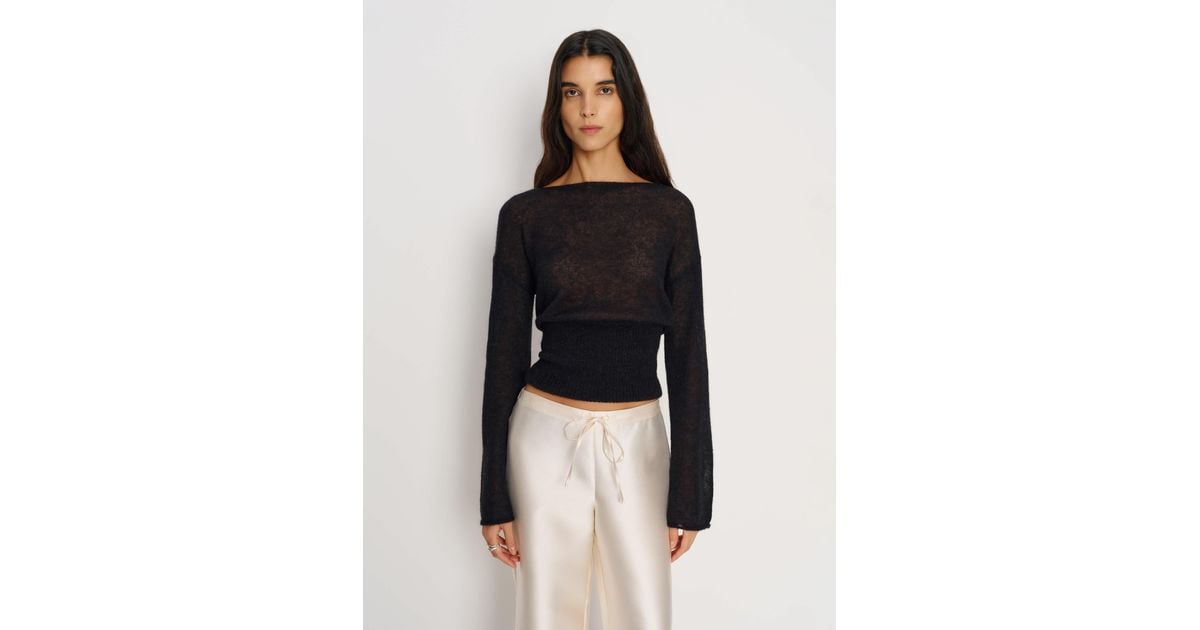 Reformation Soren Sheer Alpaca Sweater Top in Black | Lyst