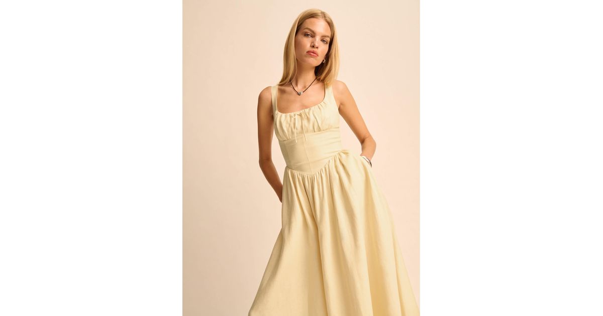 Reformation Balia Linen Dress in Yellow | Lyst