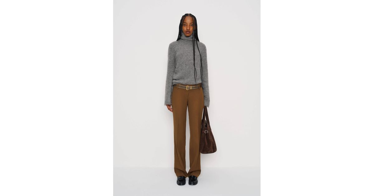 Reformation Claire Ultra Low Rise Pant 0 in Brown | Lyst