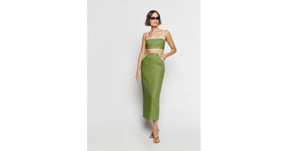 Reformation Elena Linen Two Piece in Green | Lyst