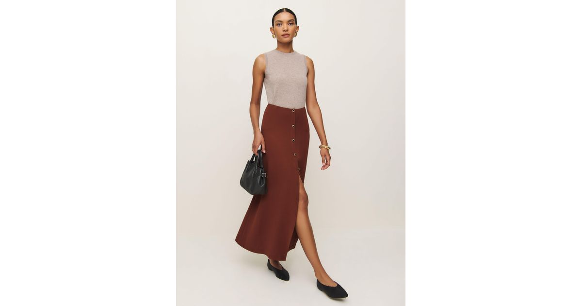 Reformation Petites Andi Low Waist Maxi Skirt 0P in Natural | Lyst
