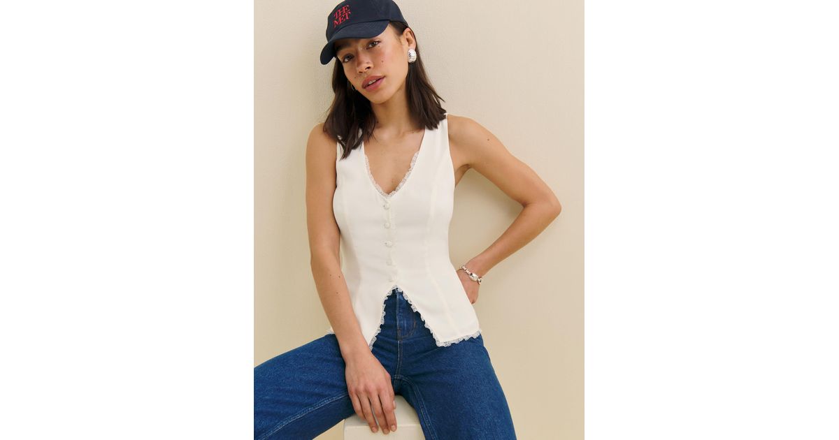 Reformation Skylar Top Lace 0 in Blue | Lyst