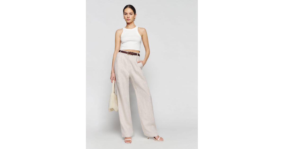 Reformation Mason Linen Pant in White | Lyst