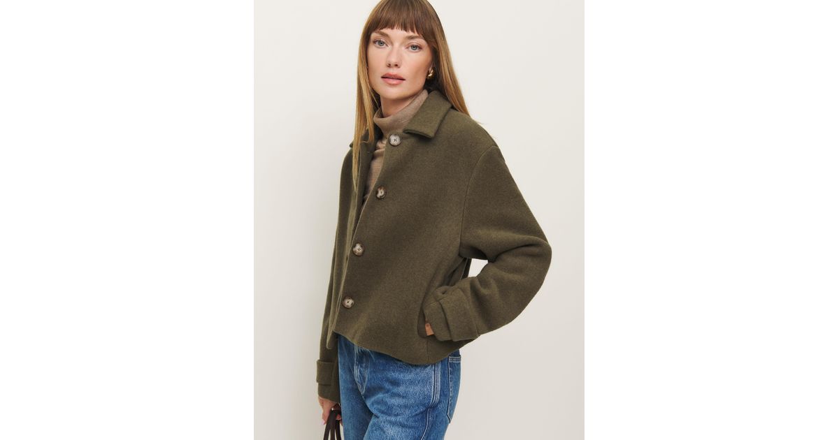 Reformation Relaxed Collared Jacket in Green | Lyst