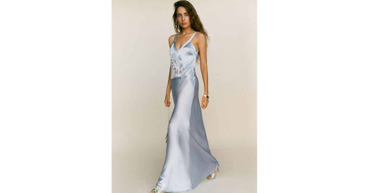 Reformation Tatie Silk Dress 8 in Blue | Lyst