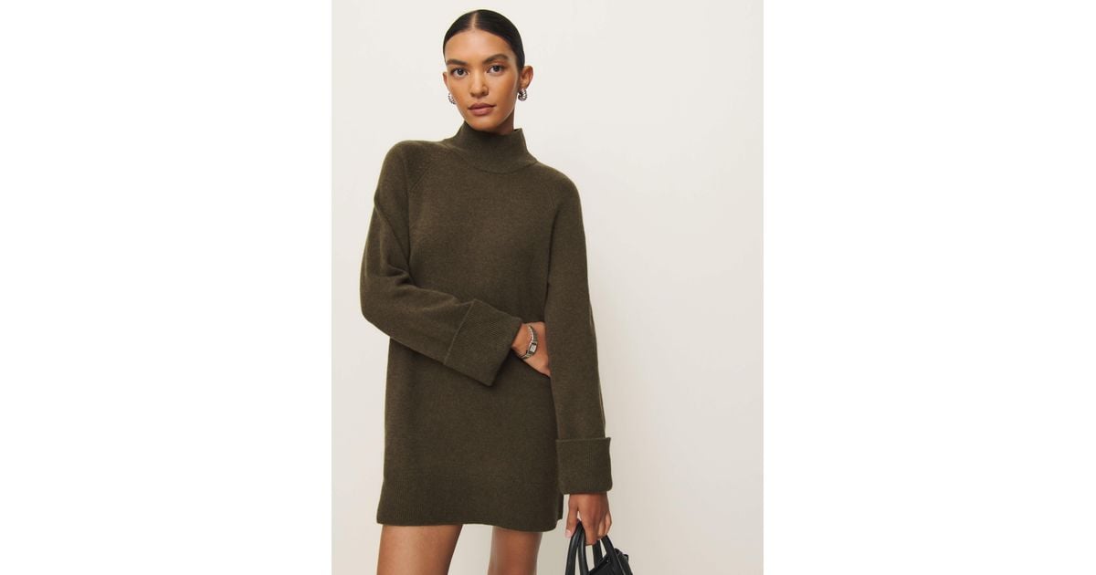 Reformation Tate Regenerative Wool Sweater Dress in Green | Lyst