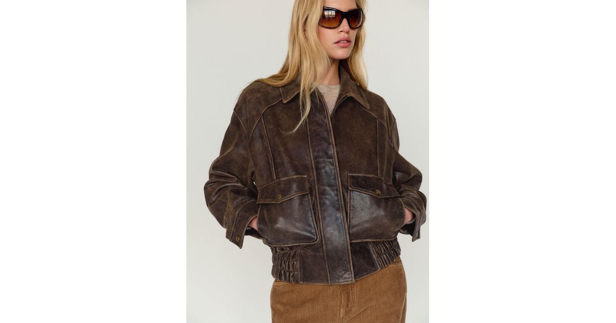 Reformation Veda Daphne Leather Bomber in Brown | Lyst