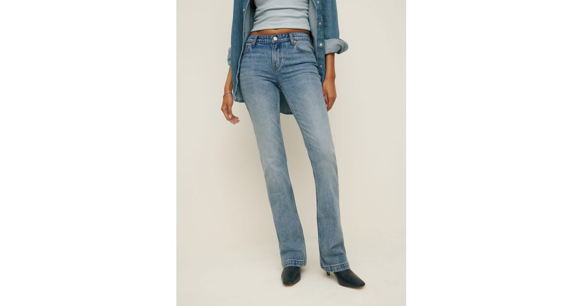 Reformation Rayna Low Rise Bootcut Jeans in Blue | Lyst