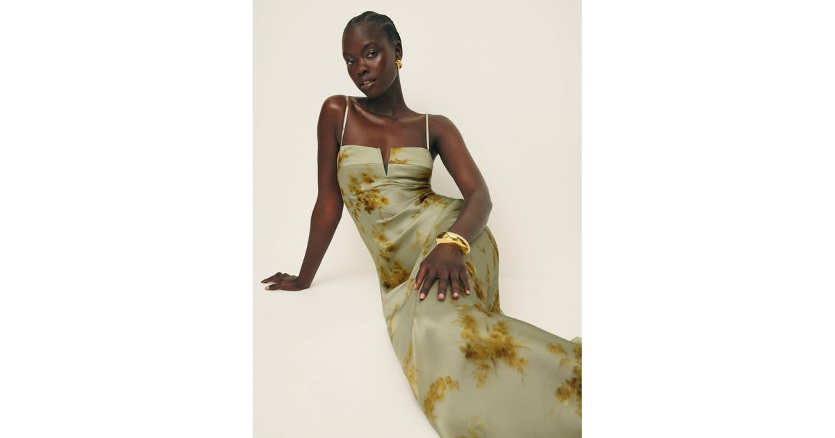 Reformation Brie Silk Dress Golden Hour 10 in Metallic | Lyst