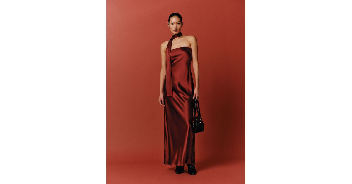 Reformation Oren Silk Dress in Red | Lyst