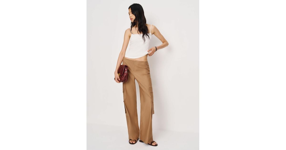 Reformation Vida Poplin Low Rise Cargo Pant in Natural | Lyst
