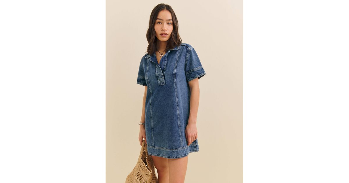 Reformation Clark Denim Mini Dress in Blue | Lyst