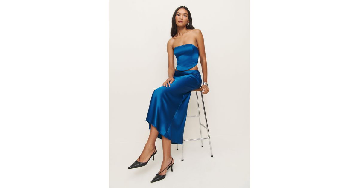 Reformation Zia Satin Two Piece in Blue | Lyst
