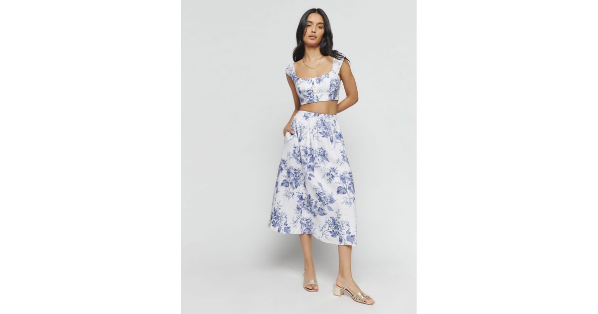 Reformation Teya Linen Two Piece in Blue | Lyst
