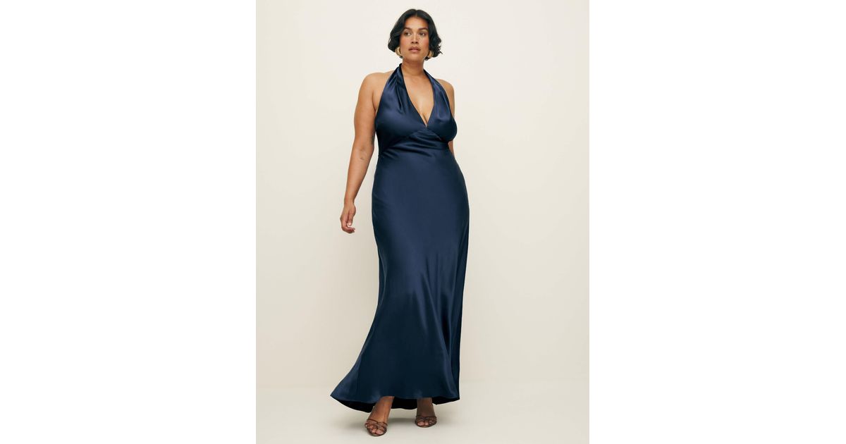 Reformation Daniela Silk Dress Es 14 in Blue | Lyst