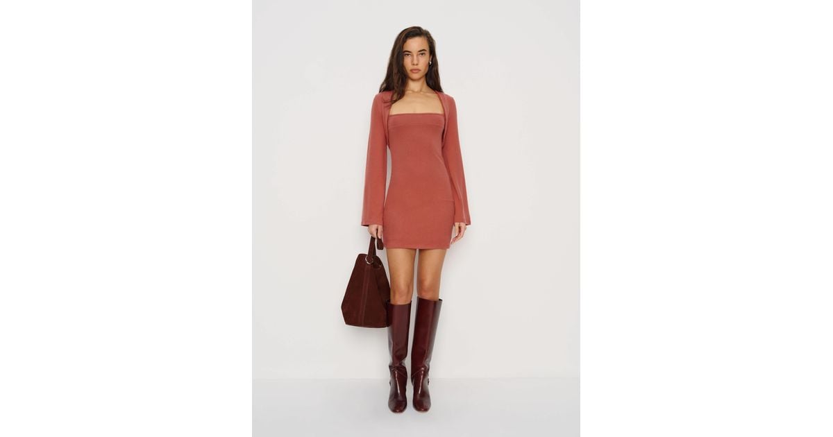 Reformation Chloe Knit Shrug Dress Set in Red | Lyst