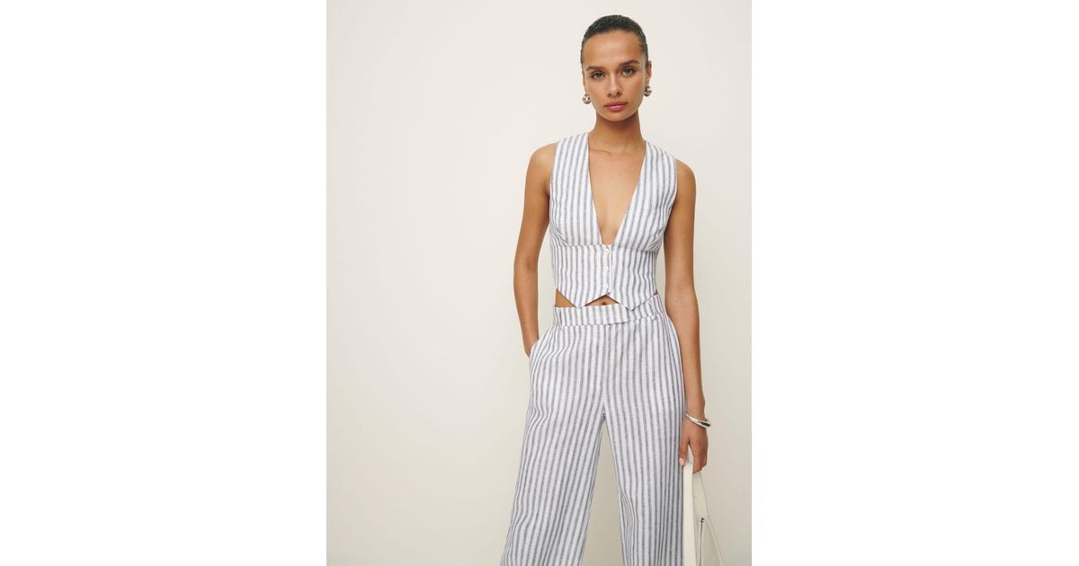 Reformation Sofia Cropped Linen Vest in White | Lyst
