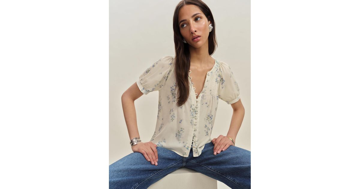 Reformation Calia Top in Blue | Lyst