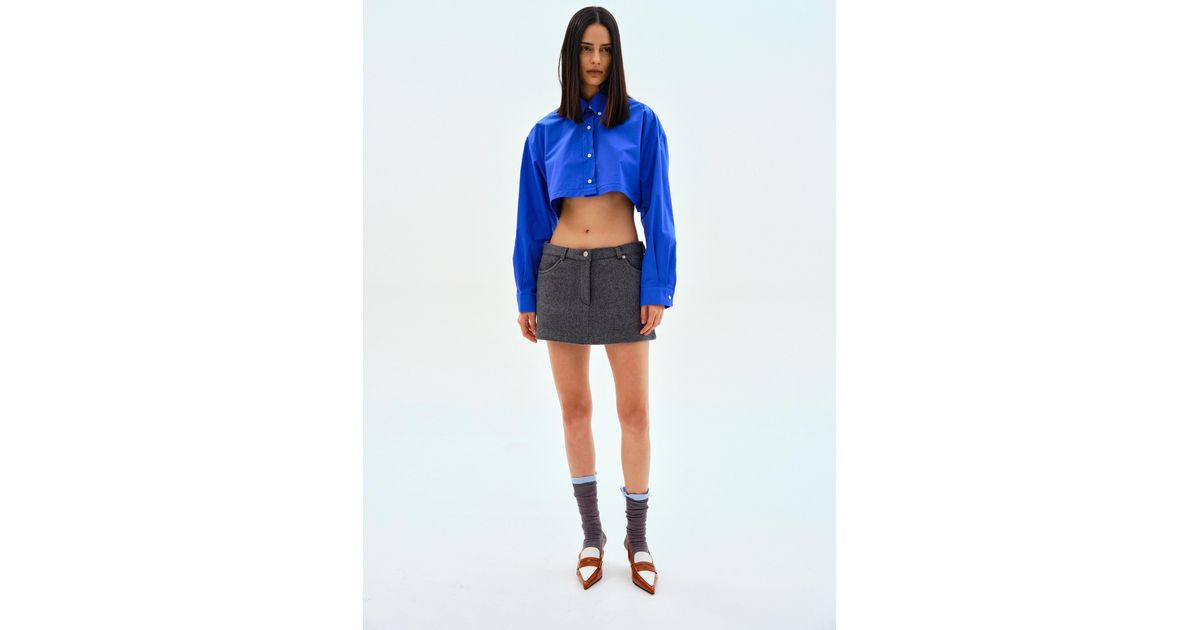 Source Unknown Wool Low Rise Micro Skirt in Grey Melange (Blue) - Lyst