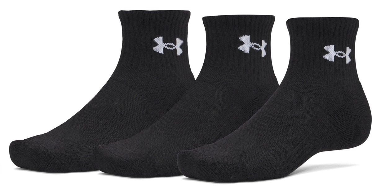 Under Armour Women's Performance Cotton 3-pack Quarter Socks in Black ...