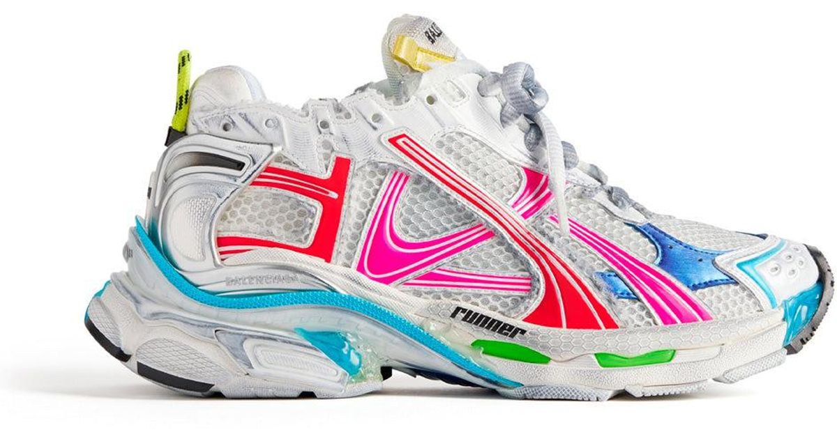 Balenciaga Mesh And Nylon Worn-Out Effect Runner Sneakers in White | Lyst