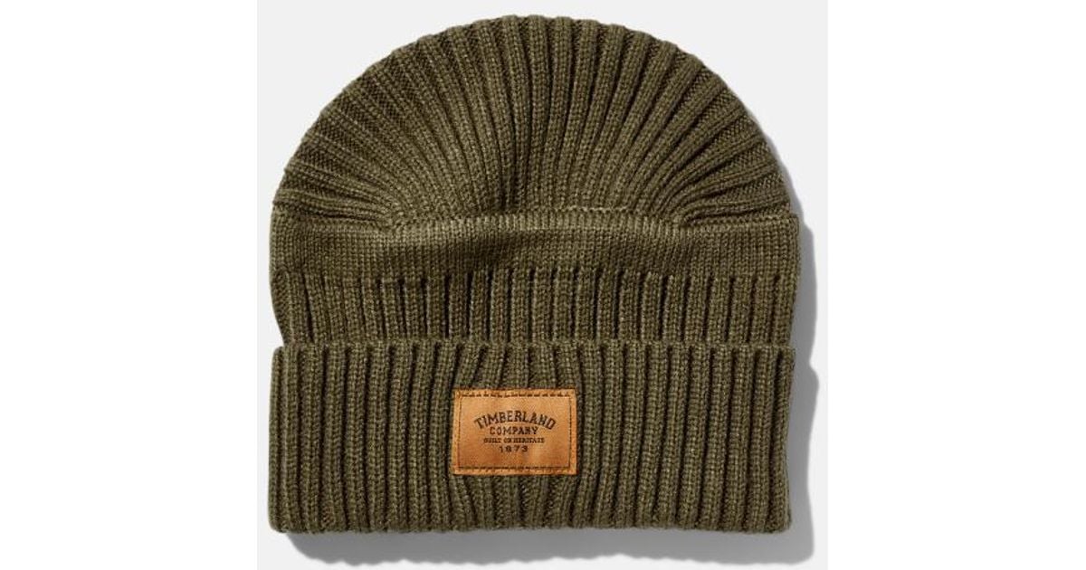 Timberland Gulf Beach Ribbed Beanie For Men In Green, Man, Green for ...