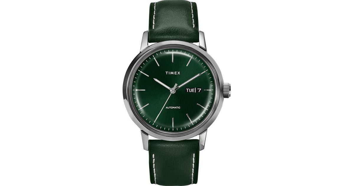 Timex Watch Marlin Automatic Day-date 40mm Leather Strap Stainless ...