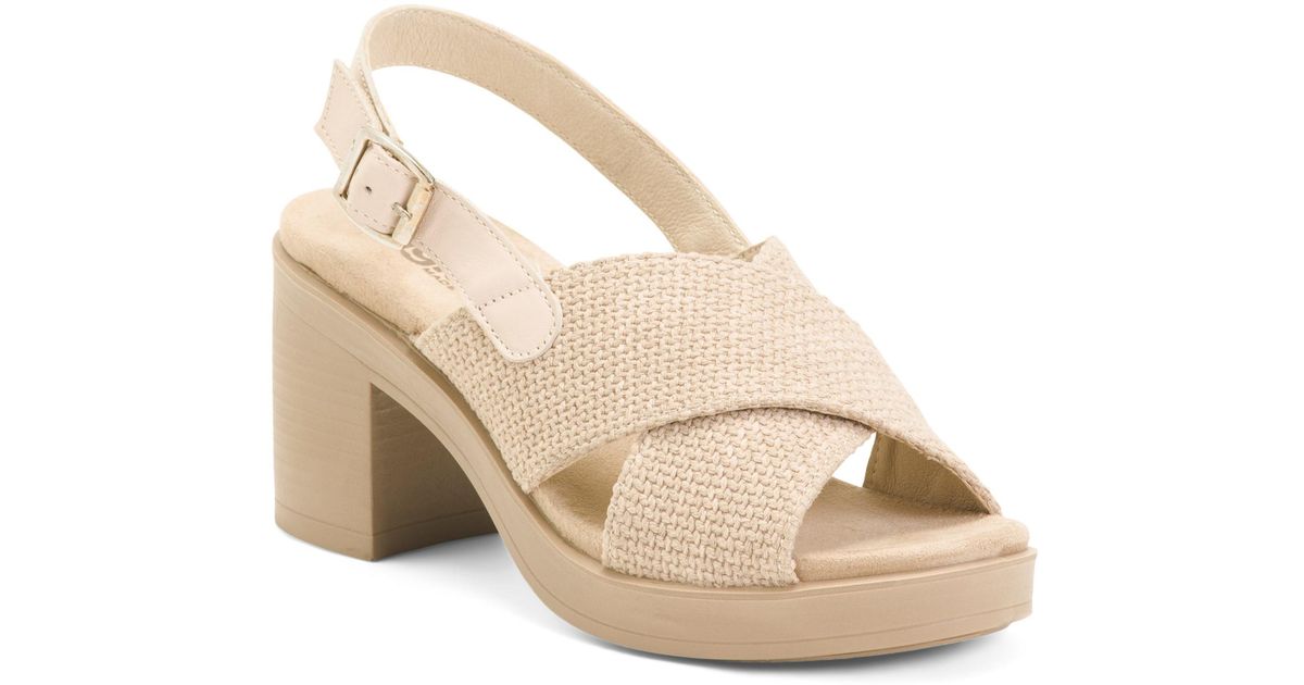 TJ Maxx Leather Heeled Sandals For in Natural | Lyst