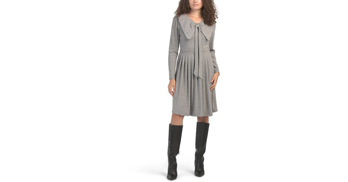 TJ Maxx Long Sleeve Oversized Collar Sweater Dress For Cotton in Gray ...