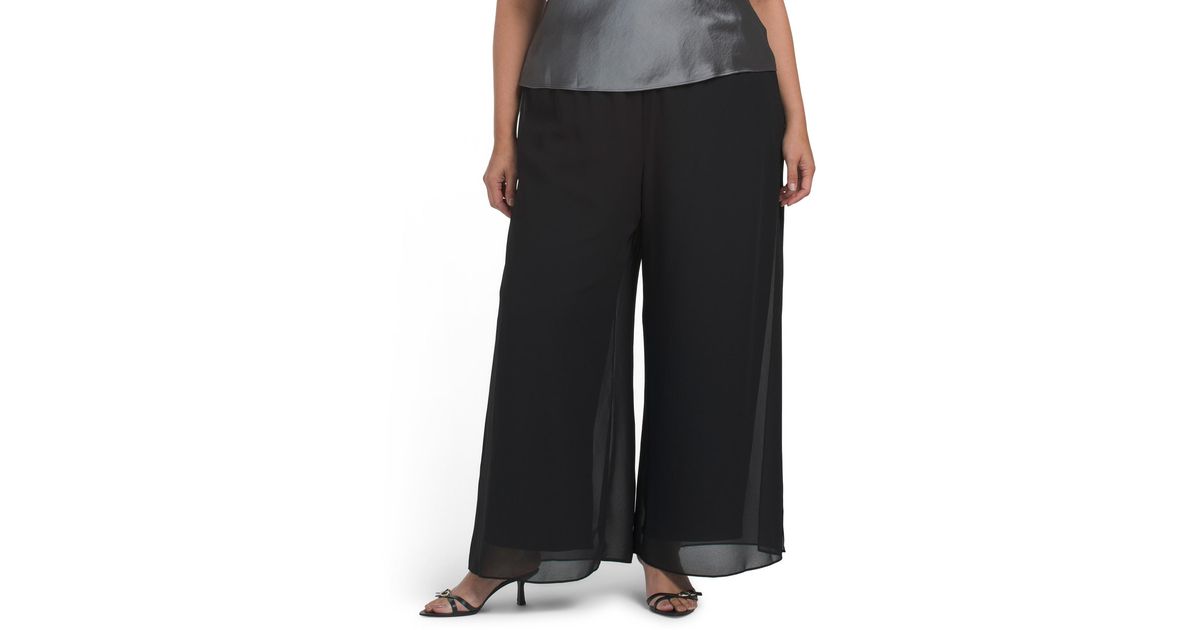 TJ Maxx Plus Georgette Split Leg Overlay Pants For Spandex/Polyester in ...
