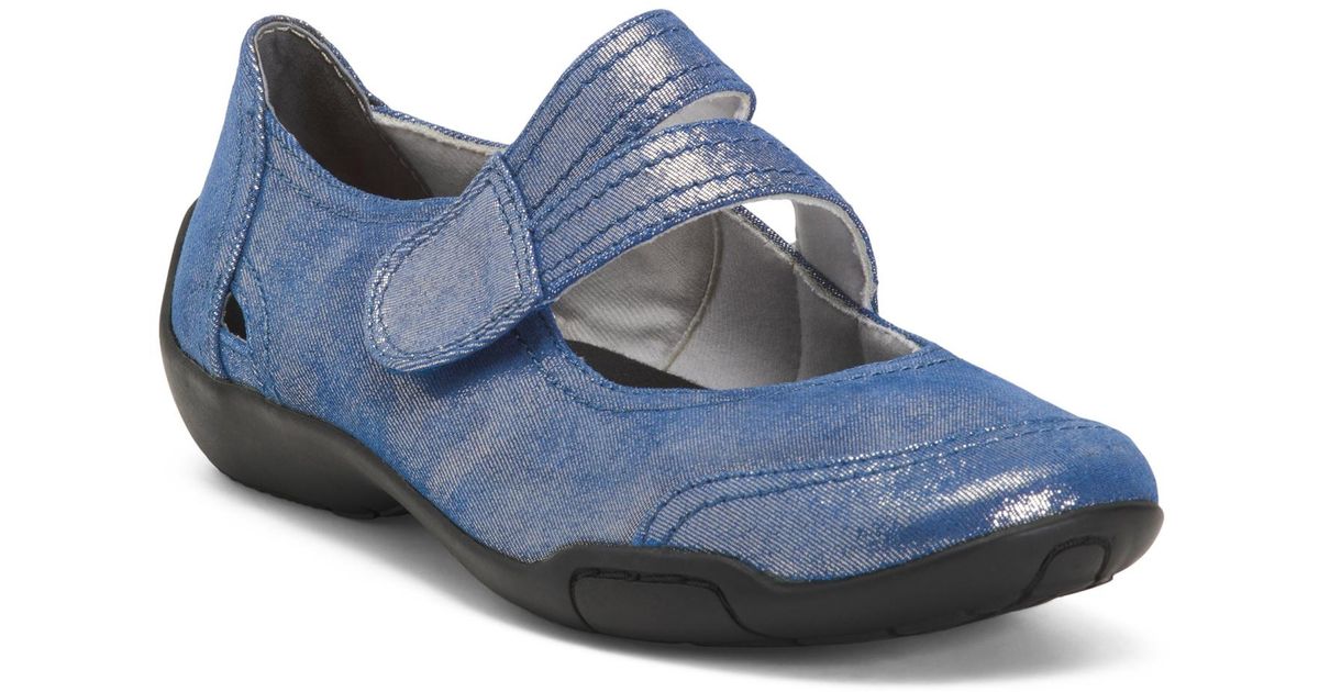 TJ Maxx Wide Leather Chelsea Mary Jane Flats For in Blue | Lyst