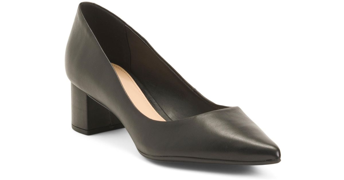 TJ Maxx Leather Mariah Mid Block Pumps For in Black | Lyst