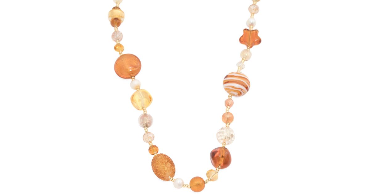TJ Maxx Bronze Multi Murano Glass Beaded Necklace For in White | Lyst