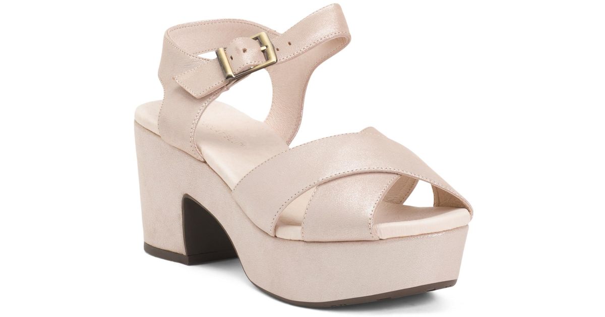 TJ Maxx Leather Ginny Heeled Sandals For in Natural | Lyst