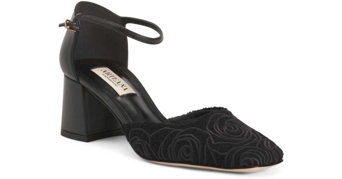 TJ Maxx Leather Closed Toe Block Dorsay Heel Pumps For in Black | Lyst