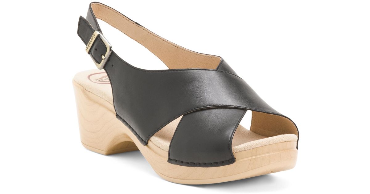 TJ Maxx Leather Sloane Comfort Sandals For in Black | Lyst