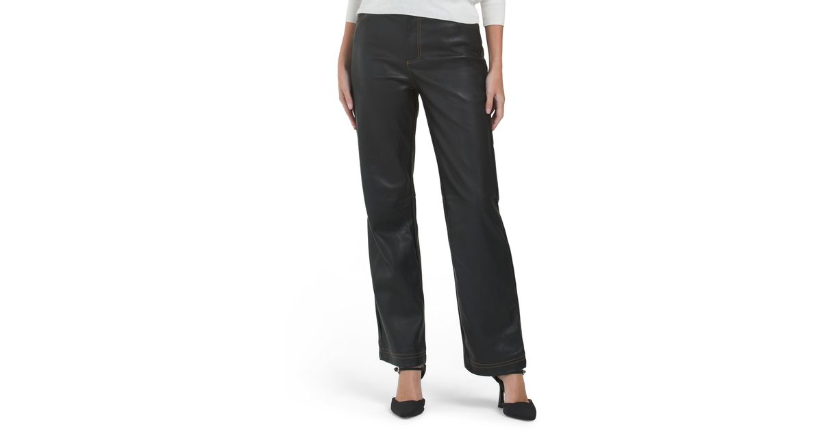 TJ Maxx Faux Leather Pants For Polyester/Leather in Black | Lyst