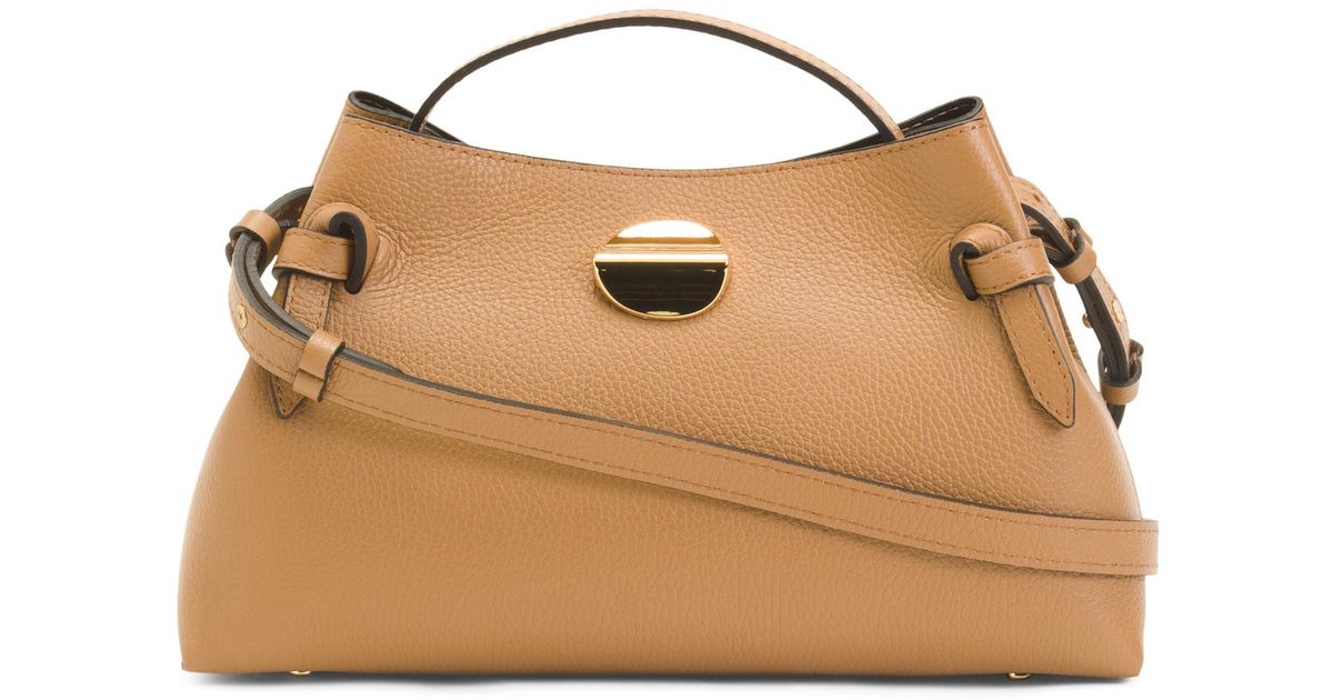 TJ Maxx Leather East West Side Bow Large Satchel in Natural | Lyst